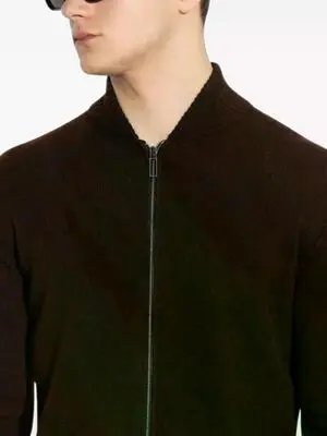 PAOLO PECORA Zip-up Ribbed-trim Cardigan