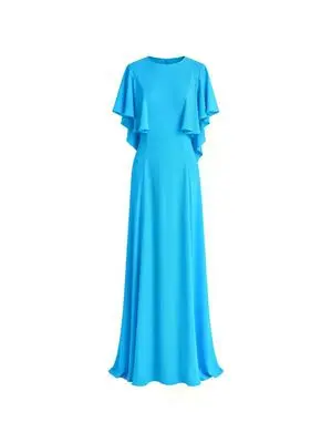 IRINA SCHROTTER Mira Ruffled-sleeve Maxi Dress - Blue