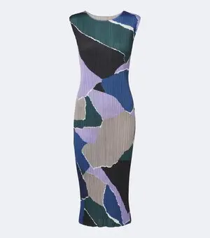Issey Miyake Surprise! Pleated Printed Midi Dress - Multicoloured