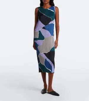 Issey Miyake Surprise! Pleated Printed Midi Dress