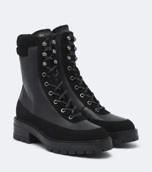 AQUAZZURA Very Cortina Leather Lace-up Boots
