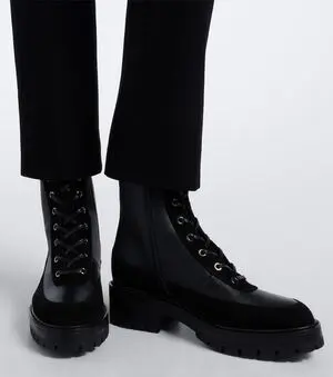 AQUAZZURA Very Cortina Leather Lace-up Boots