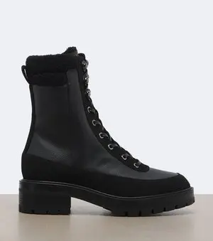 AQUAZZURA Very Cortina Leather Lace-up Boots
