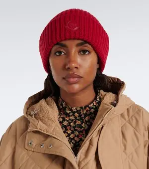 Moncler Logo Ribbed-knit Cashmere Beanie