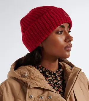 Moncler Logo Ribbed-knit Cashmere Beanie