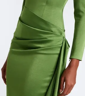 Alex Perry Draped Crêpe Satin Midi Dress - Green
