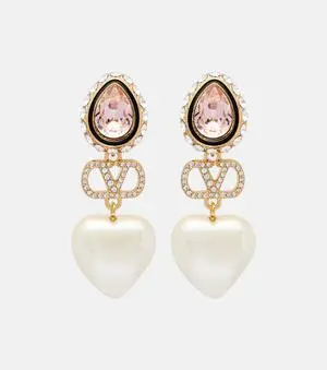 Valentino Garavani Vlogo Embellished Drop Earrings - Silver
