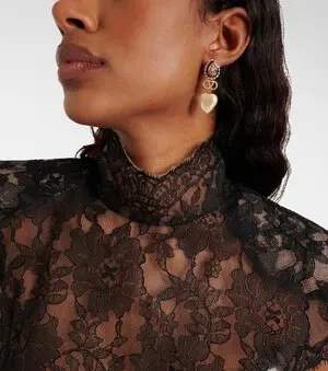 Valentino Garavani Vlogo Embellished Drop Earrings - Silver