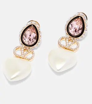 Valentino Garavani Vlogo Embellished Drop Earrings - Silver