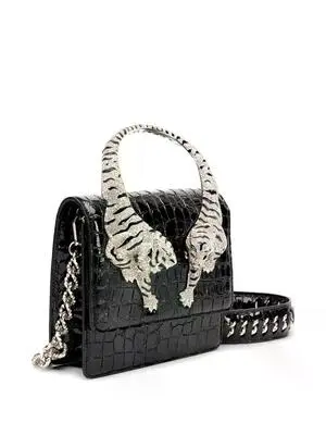 Roberto Cavalli Croc-effect Tiger-handle Clutch Bag