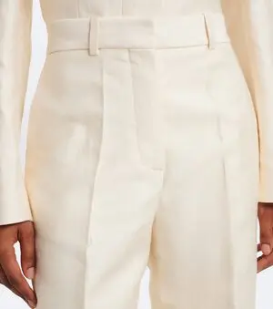 JOSEPH Mitae Cotton, Linen, And Silk-blend Wide-leg Pants