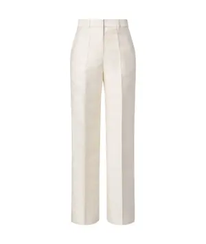 JOSEPH Mitae Cotton, Linen, And Silk-blend Wide-leg Pants - White