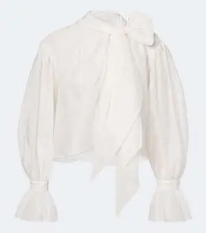Polo Ralph Lauren Tie-detail Cotton And Silk Organdy Blouse - White