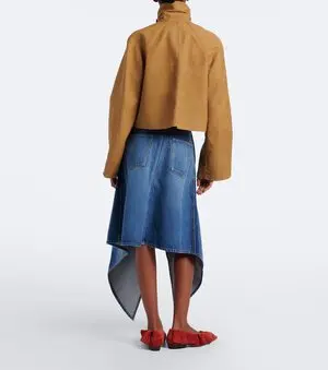 JW Anderson Asymmetric Draped Denim Midi Skirt