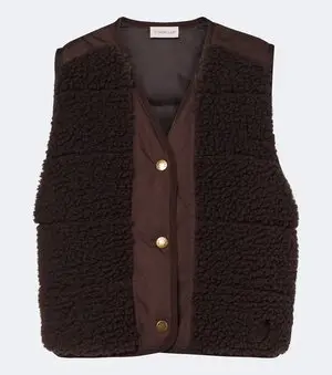 Moncler Paneled Teddy Vest - Brown