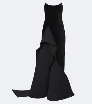 Safiyaa Fianne Velvet And Faille Corset Gown - Black