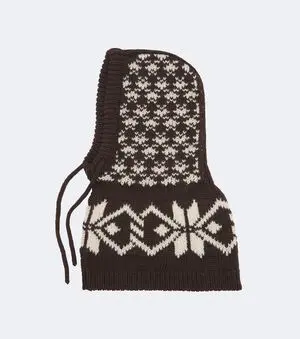 Moncler Fair Isle Sequined Wool-blend Balaclava - Brown