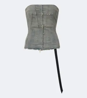 Rick Owens Distressed Denim Tube Top