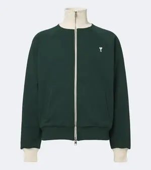 AMI Paris De Coeur Cotton Jersey Sweatshirt - Green