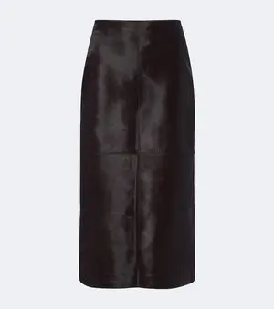 Nour Hammour Alana Calf Hair Pencil Skirt - Brown