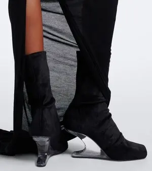Rick Owens Cantilever Velvet Jersey Ankle Boots