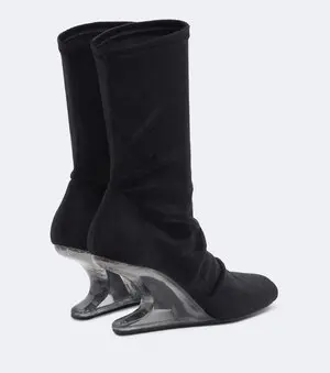 Rick Owens Cantilever Velvet Jersey Ankle Boots