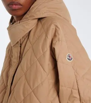 Moncler Hooded Quilted Cotton-blend Cape - Beige