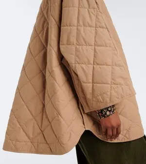 Moncler Hooded Quilted Cotton-blend Cape - Beige