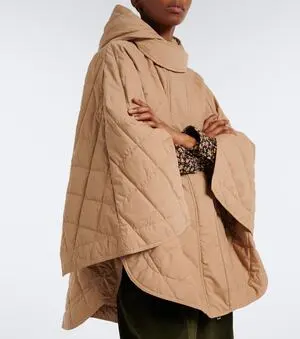 Moncler Hooded Quilted Cotton-blend Cape - Beige