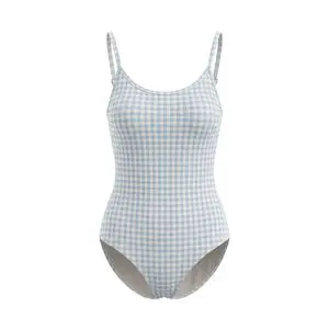 LIME RICKI SWIMWEAR Sky Gingham Tank One-piece - Blue