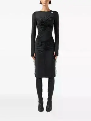 Gcds Lace-insert Ruched Midi Dress