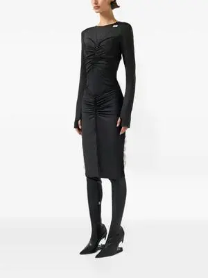 Gcds Lace-insert Ruched Midi Dress