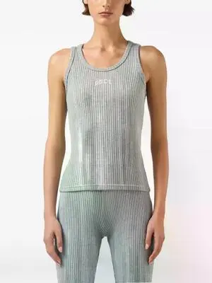 Gcds Logo-embroidered Ribbed-knit Tank Top