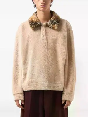 Gcds Faux-fur Long-sleeve Polo Shirt