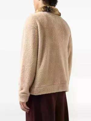 Gcds Faux-fur Long-sleeve Polo Shirt