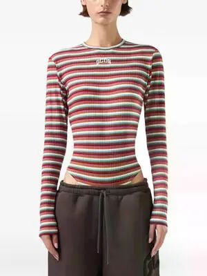 Gcds Striped Ribbed-knit Bodysuit