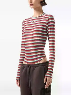 Gcds Striped Ribbed-knit Bodysuit
