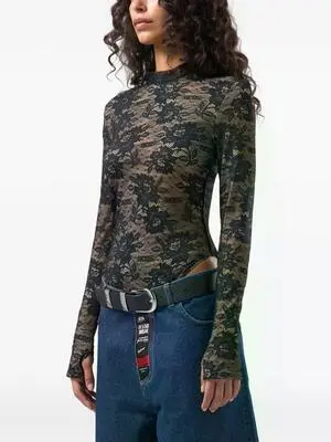 Gcds Floral-lace Logo-print Bodysuit