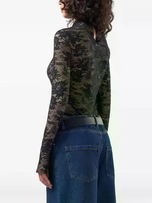 Gcds Floral-lace Logo-print Bodysuit
