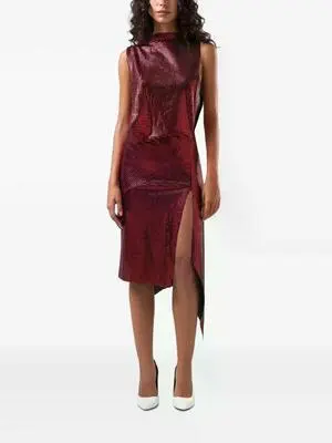 Gcds Sparkling Asymmetrical Draped Midi Dress