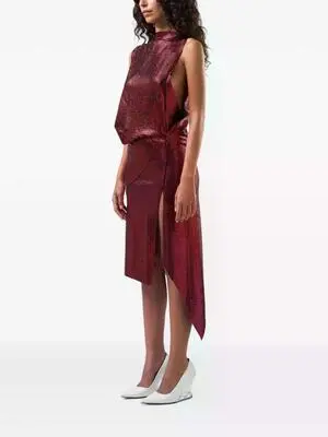 Gcds Sparkling Asymmetrical Draped Midi Dress