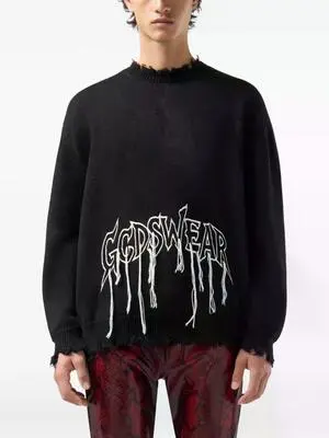 Gcds Embroidered Distressed Sweater