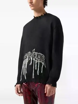 Gcds Embroidered Distressed Sweater