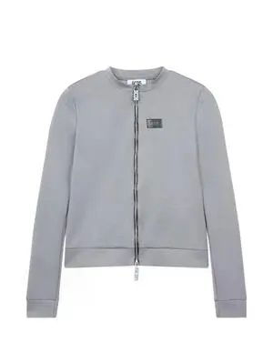 Gcds Logo-patch Zip-up Sweatshirt - Grey