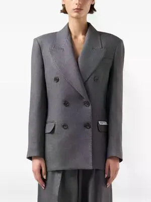 Gcds Double-breasted Peak-lapel Blazer - Grey