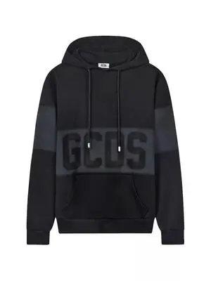 Gcds Logo-print Spray-effect Hoodie - Black