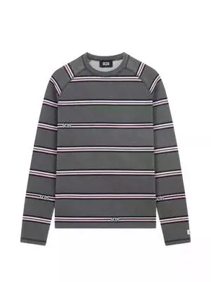 Gcds Striped Waffle-knit T-shirt - Grey