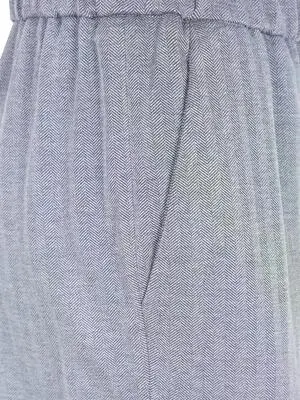 VIA MASINI 80 Herringbone-pattern Turn-up Trousers - Grey