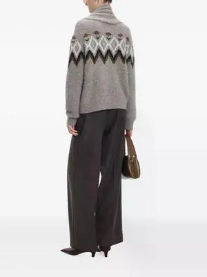 JNBY Geometric-knit Scarf-detail Cardigan