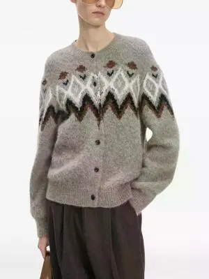 JNBY Geometric-knit Scarf-detail Cardigan